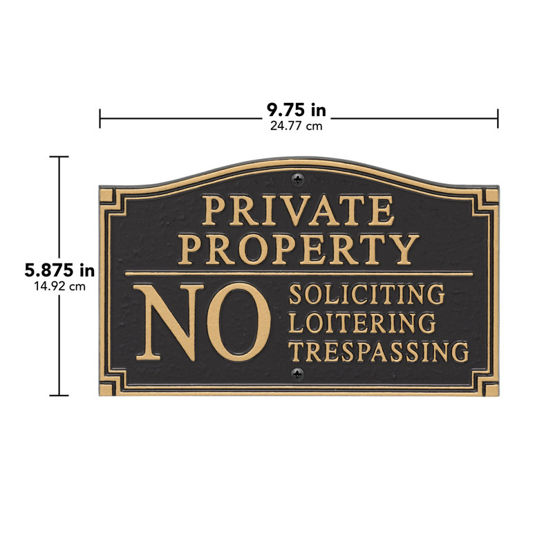Whitehall Products Private Property No Soliciting Loitering Trespassing